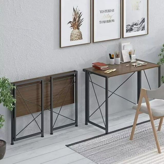 Rongfun Folding Desk No Assembly Required- 35" Writing Computer Desk ...