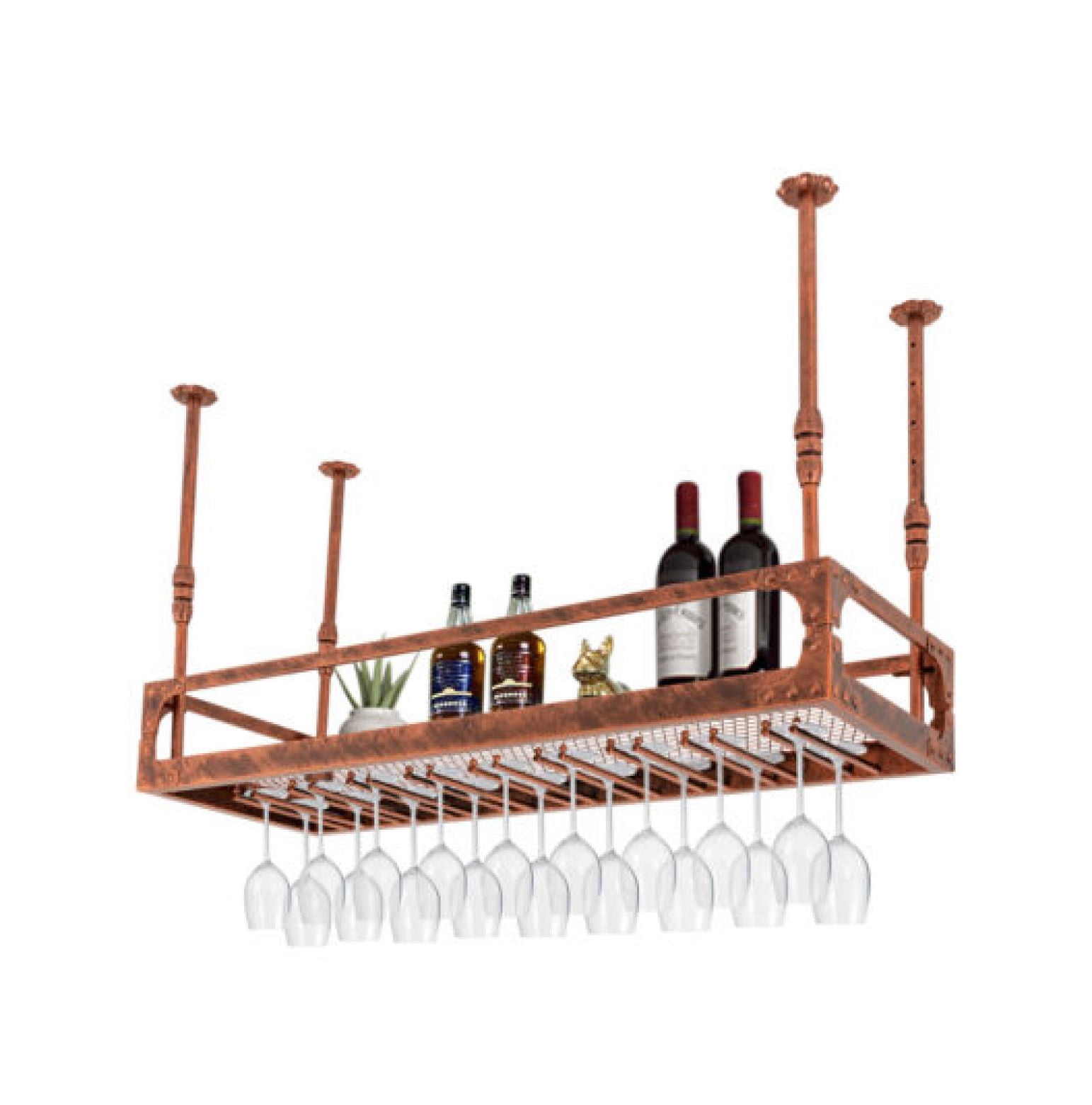 Rongfun Industrial Bar Floating Shelf,Ceiling Mounted Hanging Wine ...