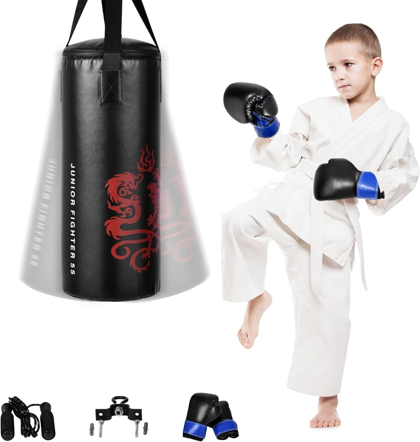 Rongfun Kids Punching Bag Set, Prefilled Junior Kick Boxing Bag Kit ...
