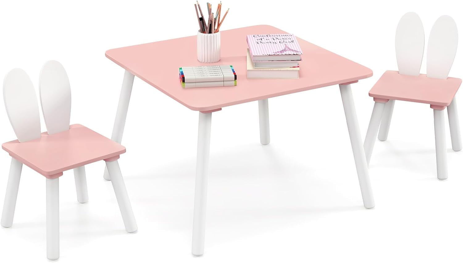 Rongfun Kids Table and Chair Set, Children Wooden Activity Table & 2 ...