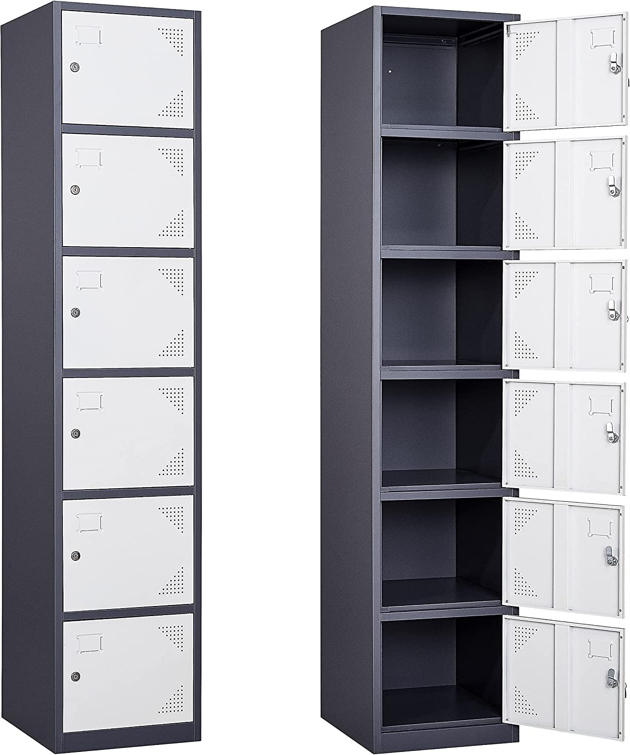 Rongfun Metal Locker Storage Cabinet with Doors and Shelves Metal ...