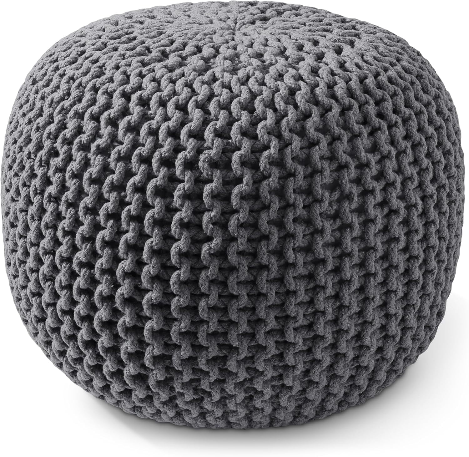 Rongfun Round Pouf Ottoman, Dark Gray - 20" Diameter x 14.5" High ...