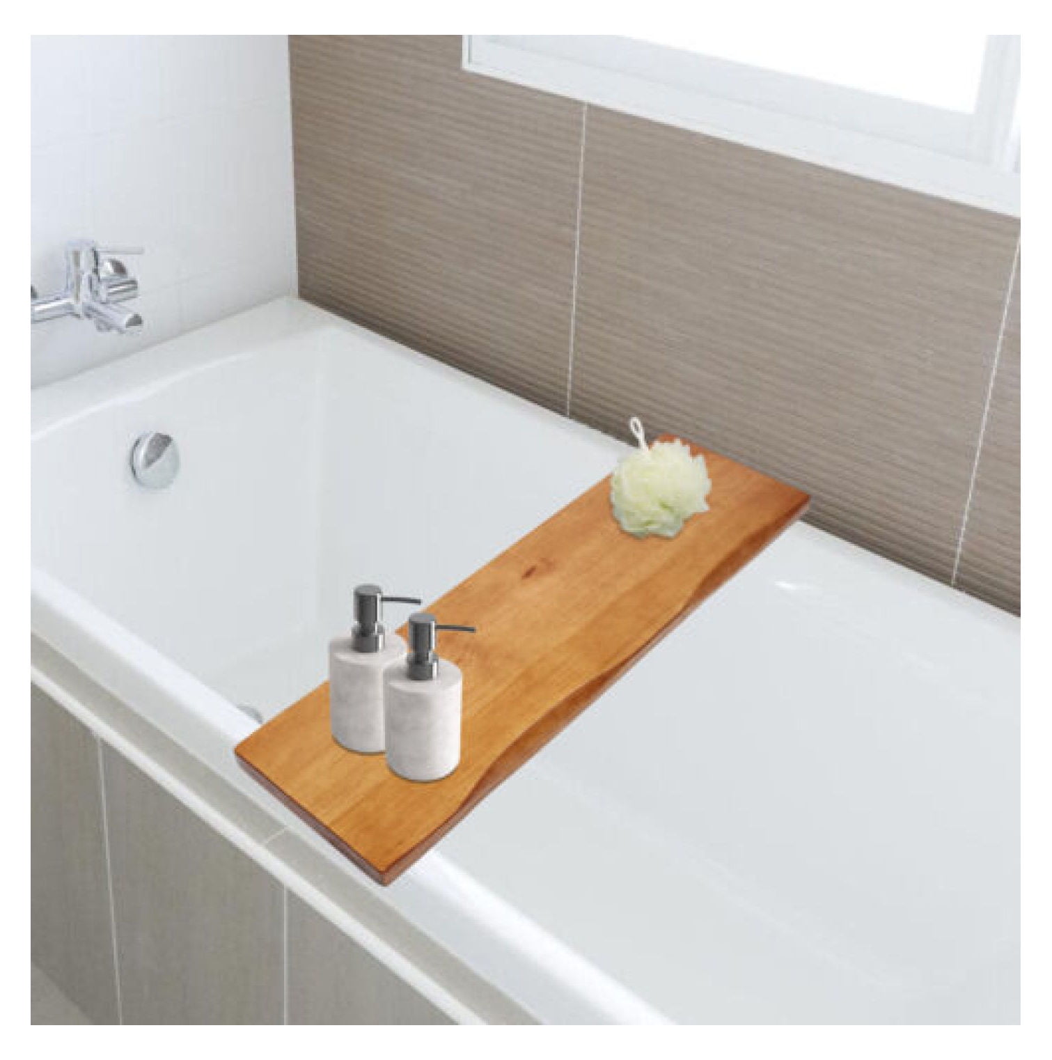Rongfun Teak Bathtub Tray - Bathtub Caddy for Luxury Bath Foldable Bath ...