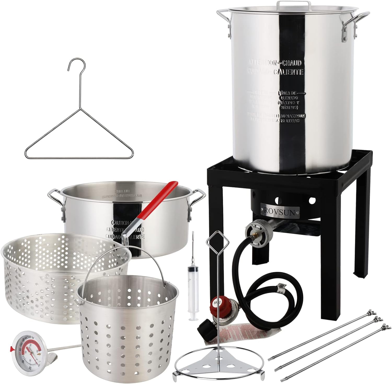 Rongfun Turkey Deep Fryer & Fish Fryer Kit w/Baskets, Aluminum Fish ...