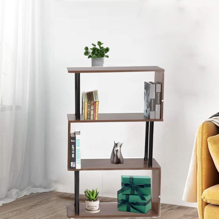 Rongfun Z-Shaped Book Shelf, 3-Tier Tall Bookshelf and Bookcase ...