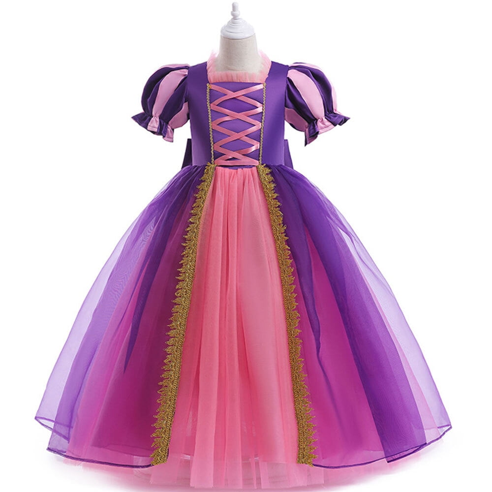 Rongking Girls Rapunzel Costume Dress Halloween Fancy Dress up Cosplay ...