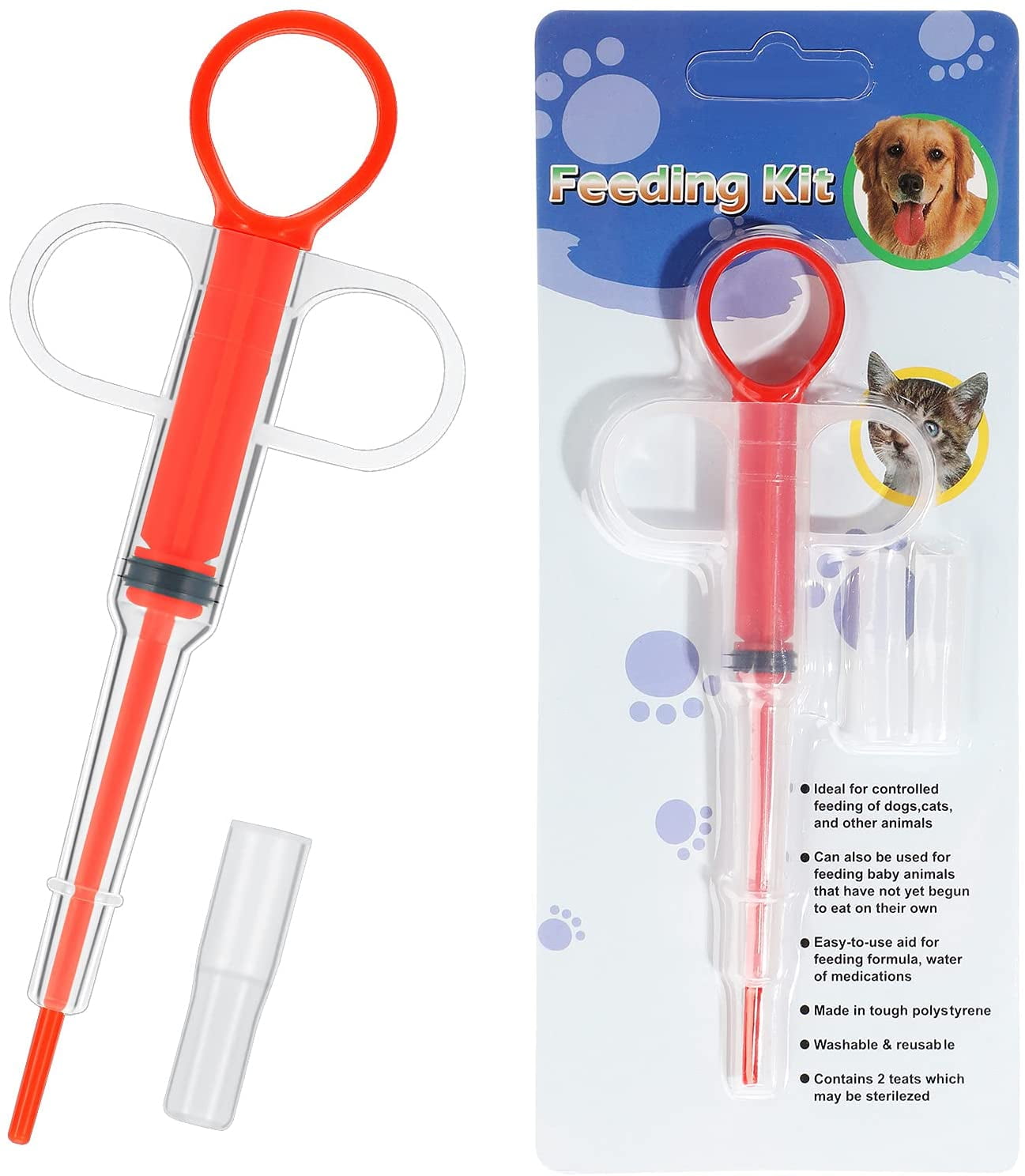Rongsi 2 Pieces Pet Pill Plunger Popper for Small Cats Dogs Pill Gun ...