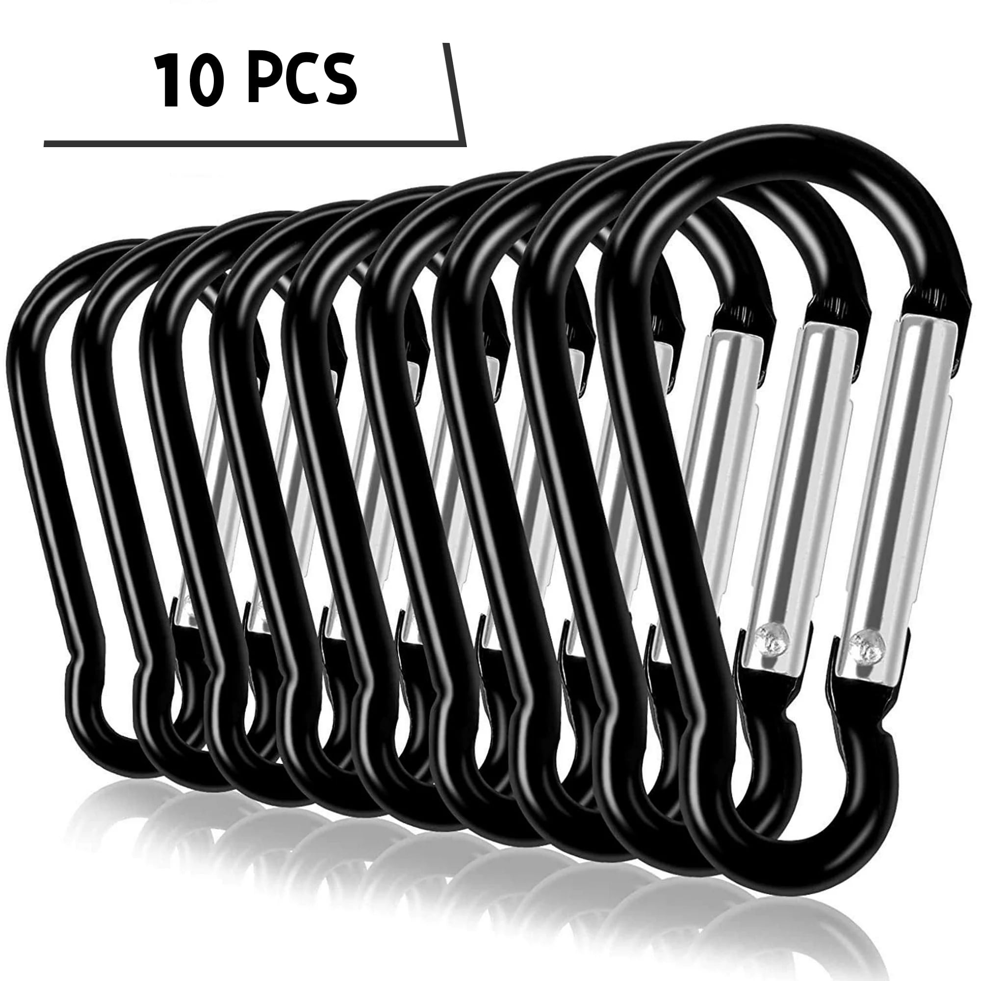 10Pack Aluminum Keychain Carabiner Spring Clip D Shape Hook Durable ...