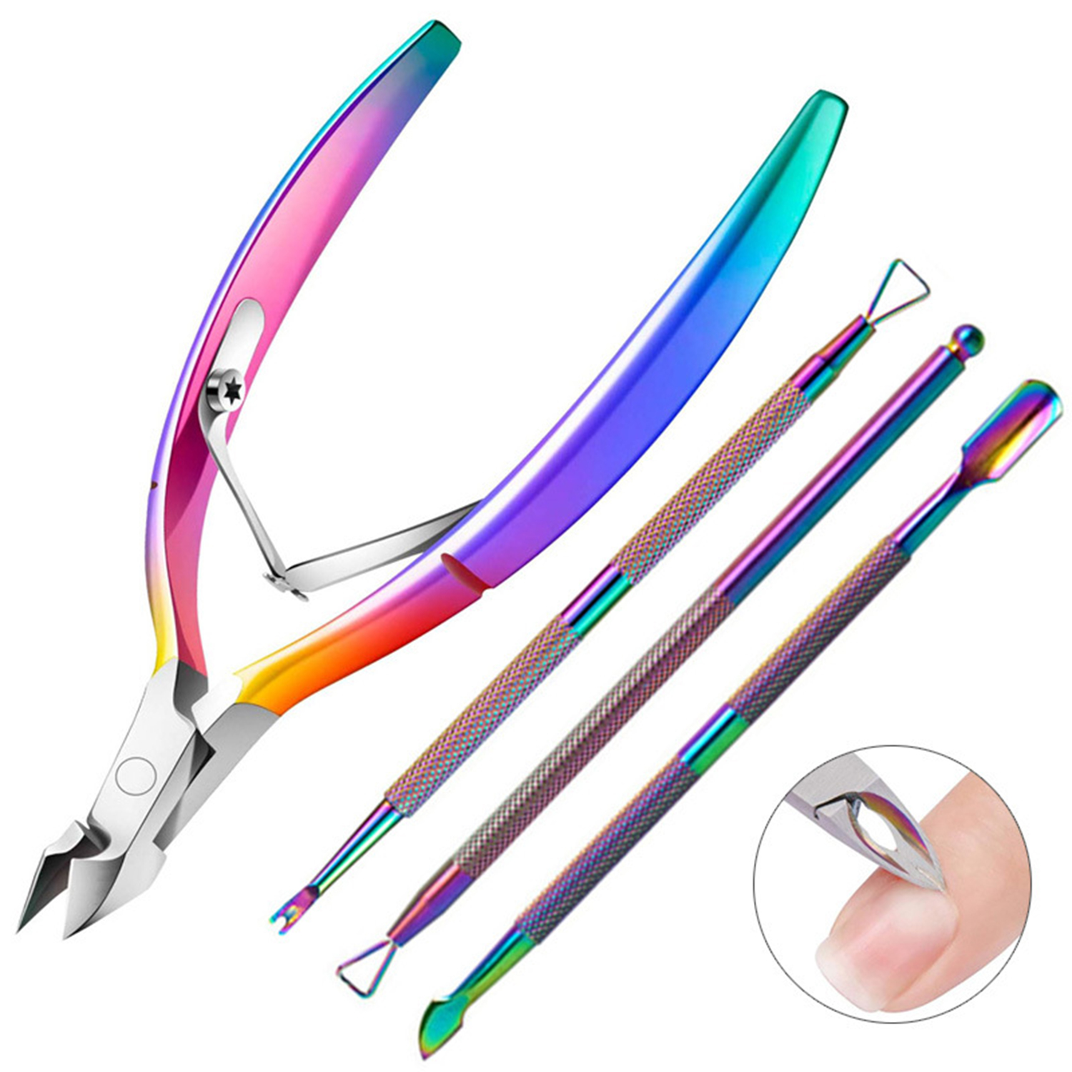 Rongsi Cuticle Kit, 4 PCS Nail Care Kit, Manicure Pedicure Tools, Nail ...