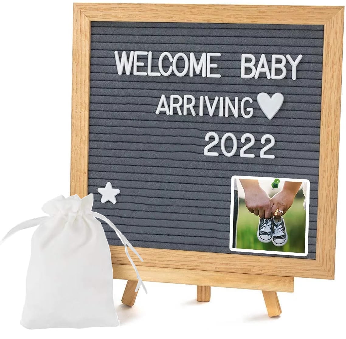 Rongsi Double Sided Felt Letter Board with Letters - 10" x 10" Rustic ...