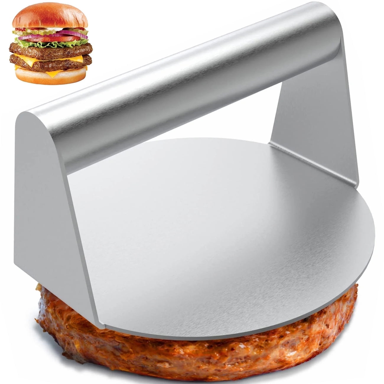 Emlimny Stainless Steel Burger Press 6.29 Inch Round Flat Bottom ...