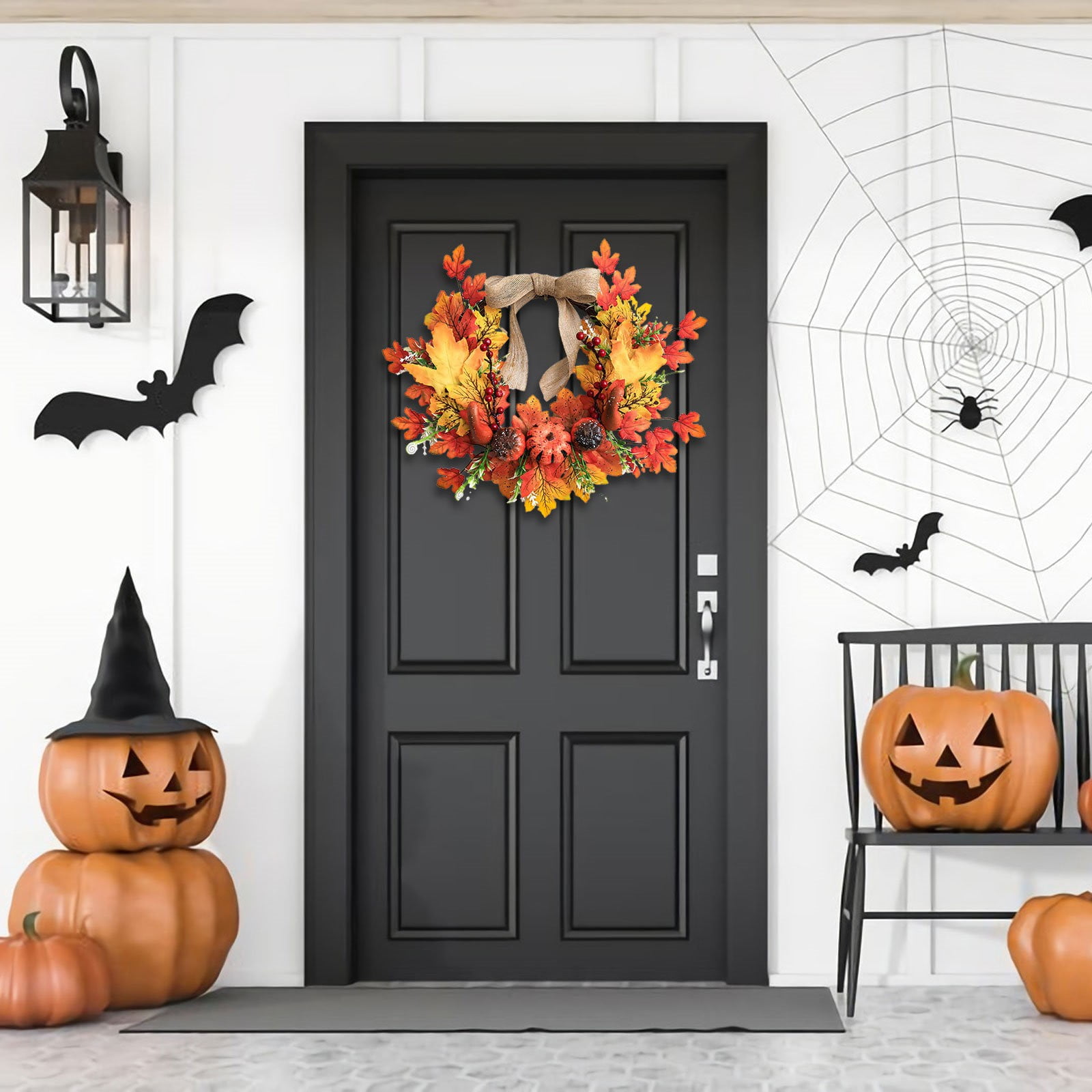 Rongxk Festival Garland Fall Pumpkin Wreath Pillar Candle Thanksgiving ...