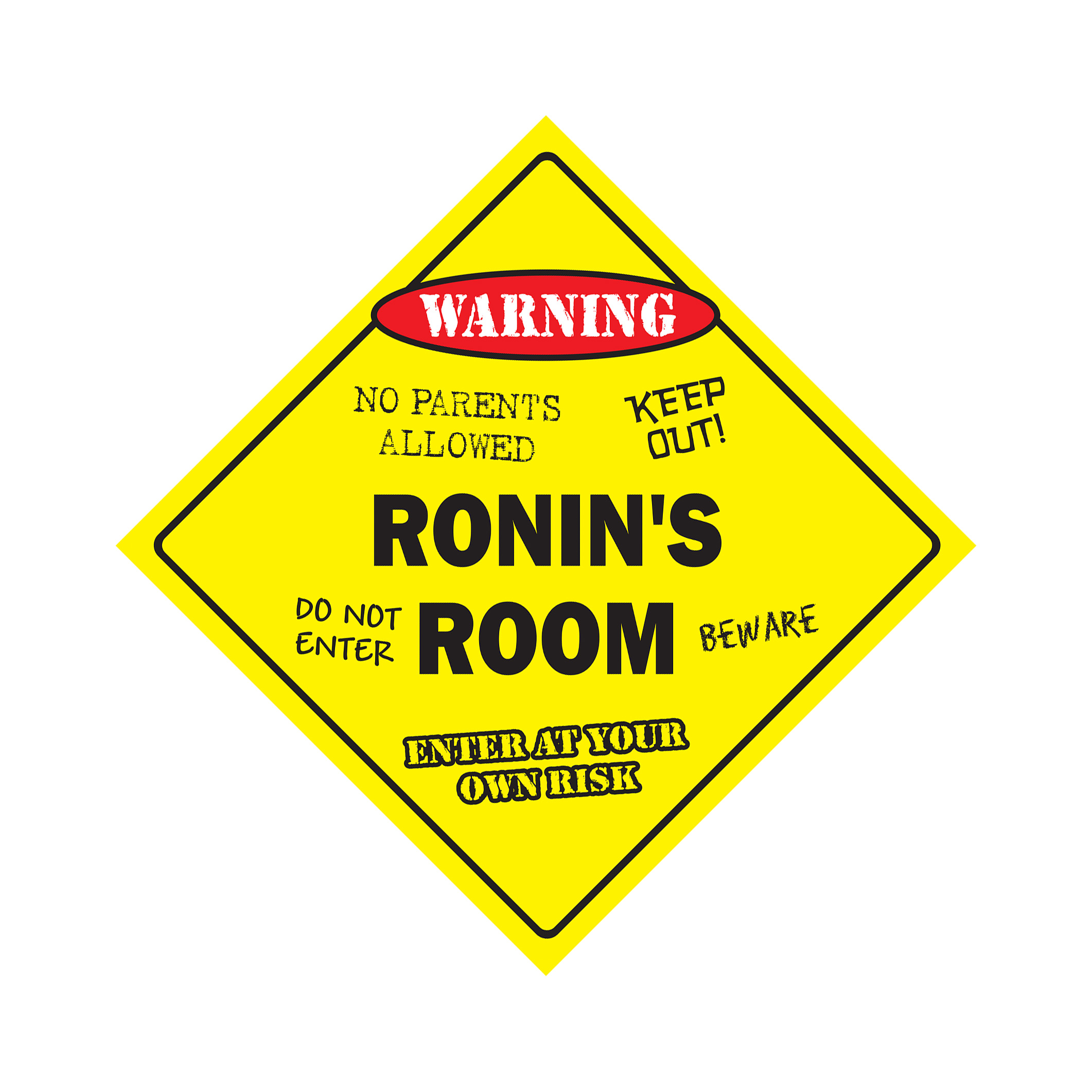 Ronin's Room Sign Crossing Zone Xing | Indoor/Outdoor | 17" Tall kids ...