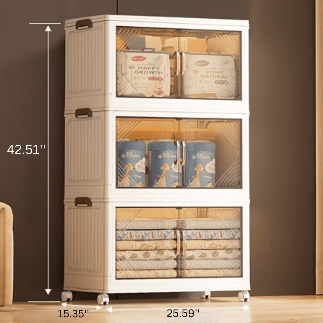 Roninkier 3 Tiers Plastic Collapsible Storage Bins Organizer with Lids ...