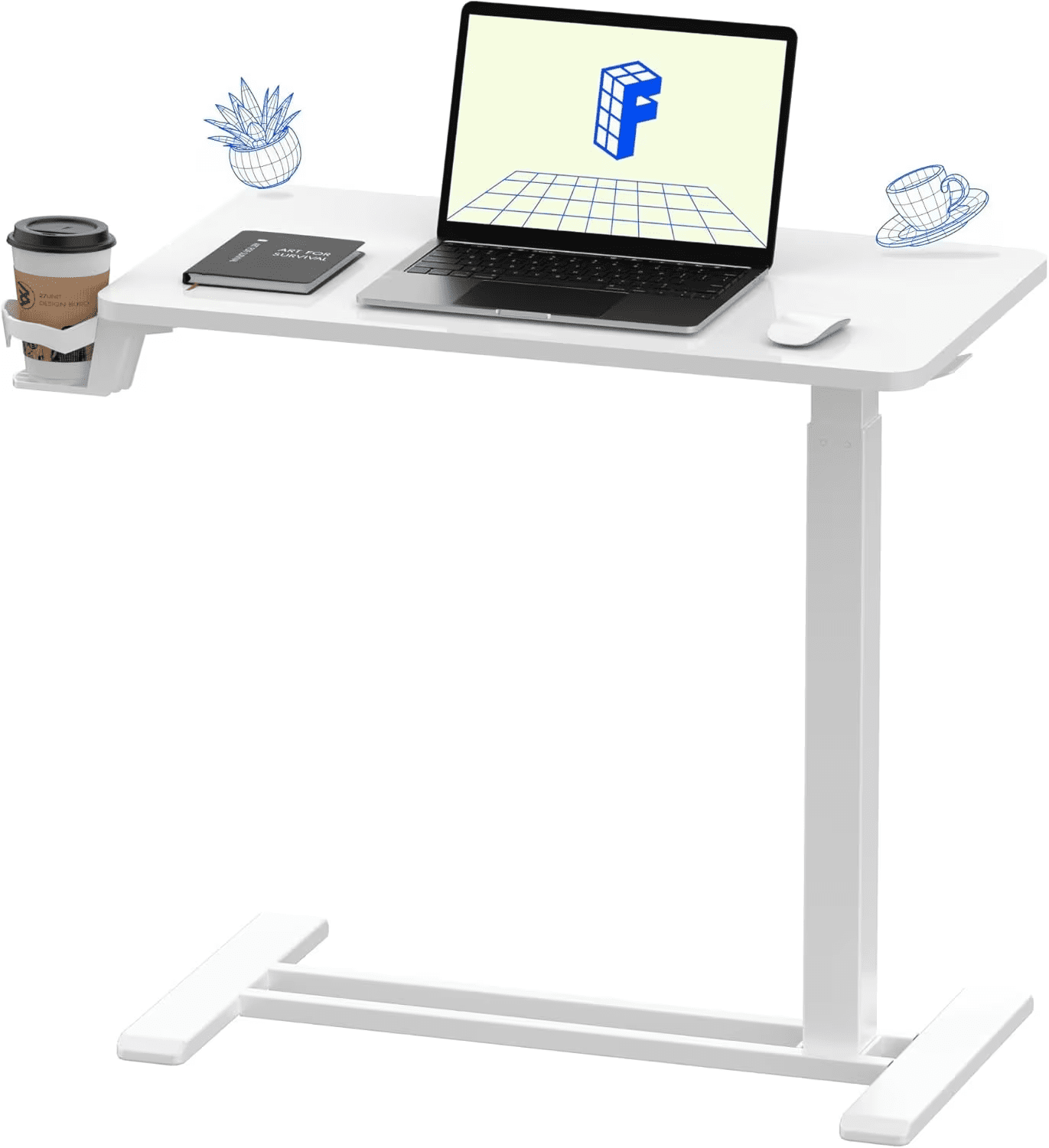 Roninkier28"X16" Standing Rolling Adjustable Desk with Hidden Wheels ...