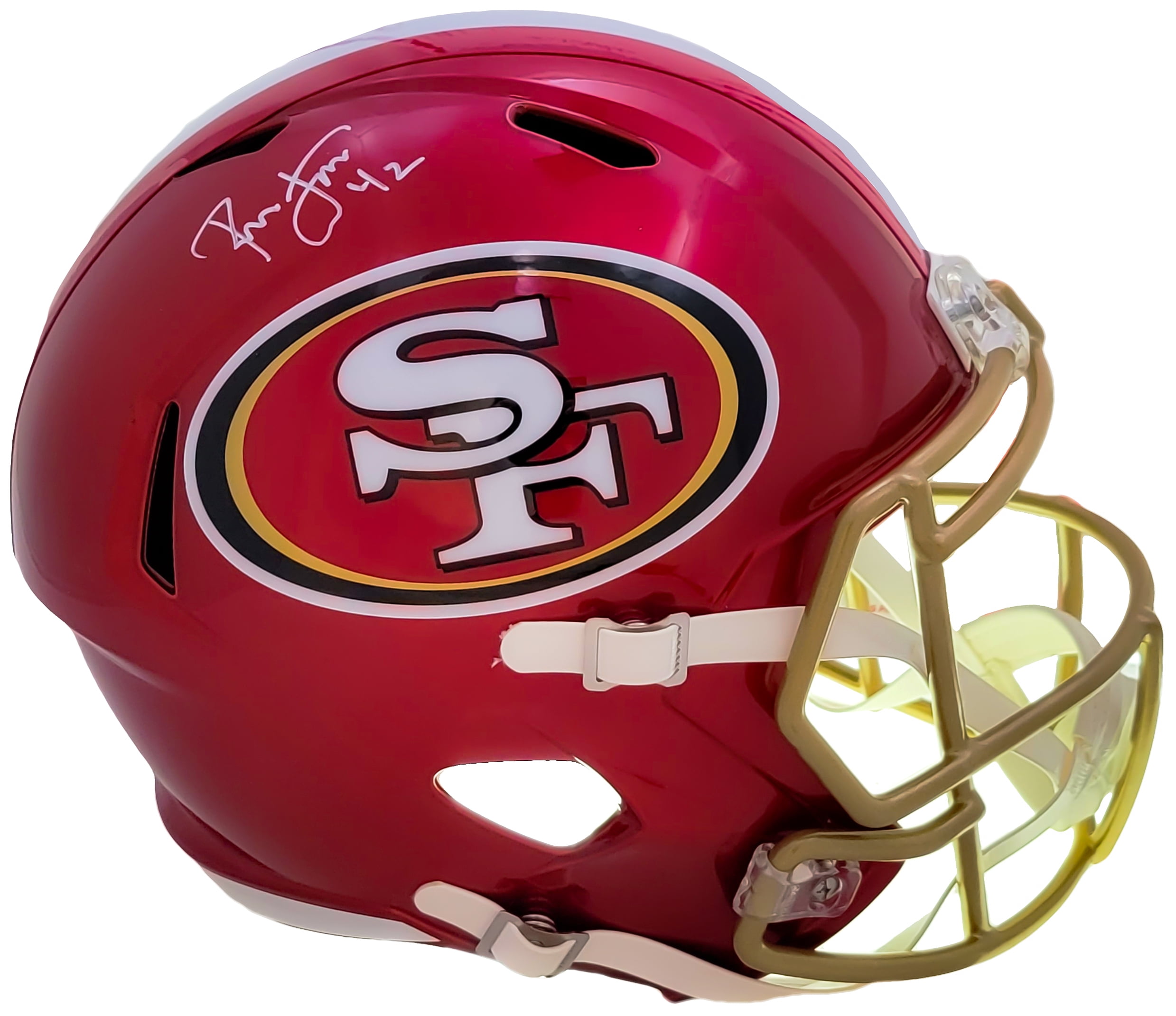 Ronnie Lott Autographed San Francisco 49ers Flash Red Full Size Replica Speed Helmet Beckett BAS ...