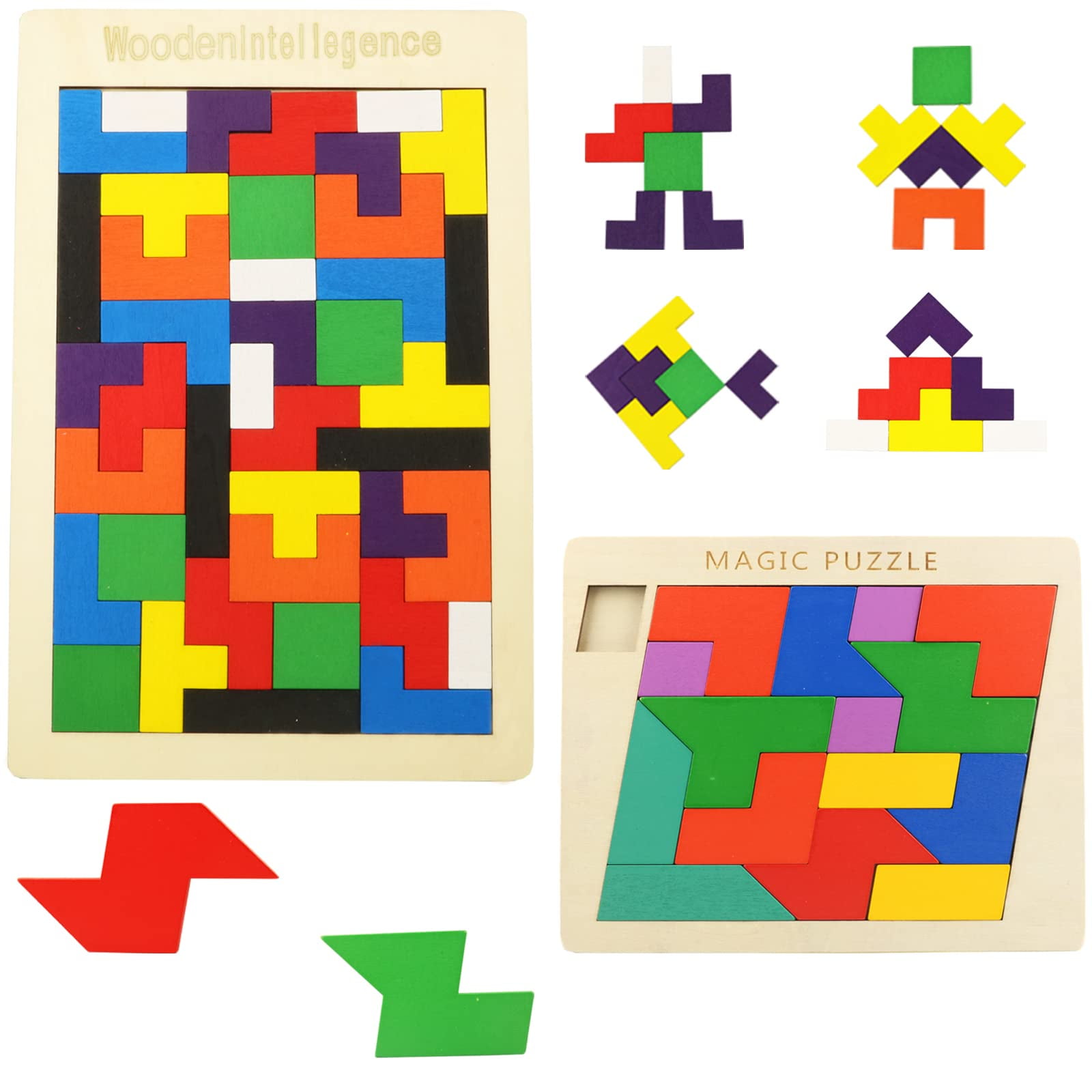 Ronnorr 2 Pack Wooden IFF17 Puzzle Blocks Geometric Russian Blocks ...