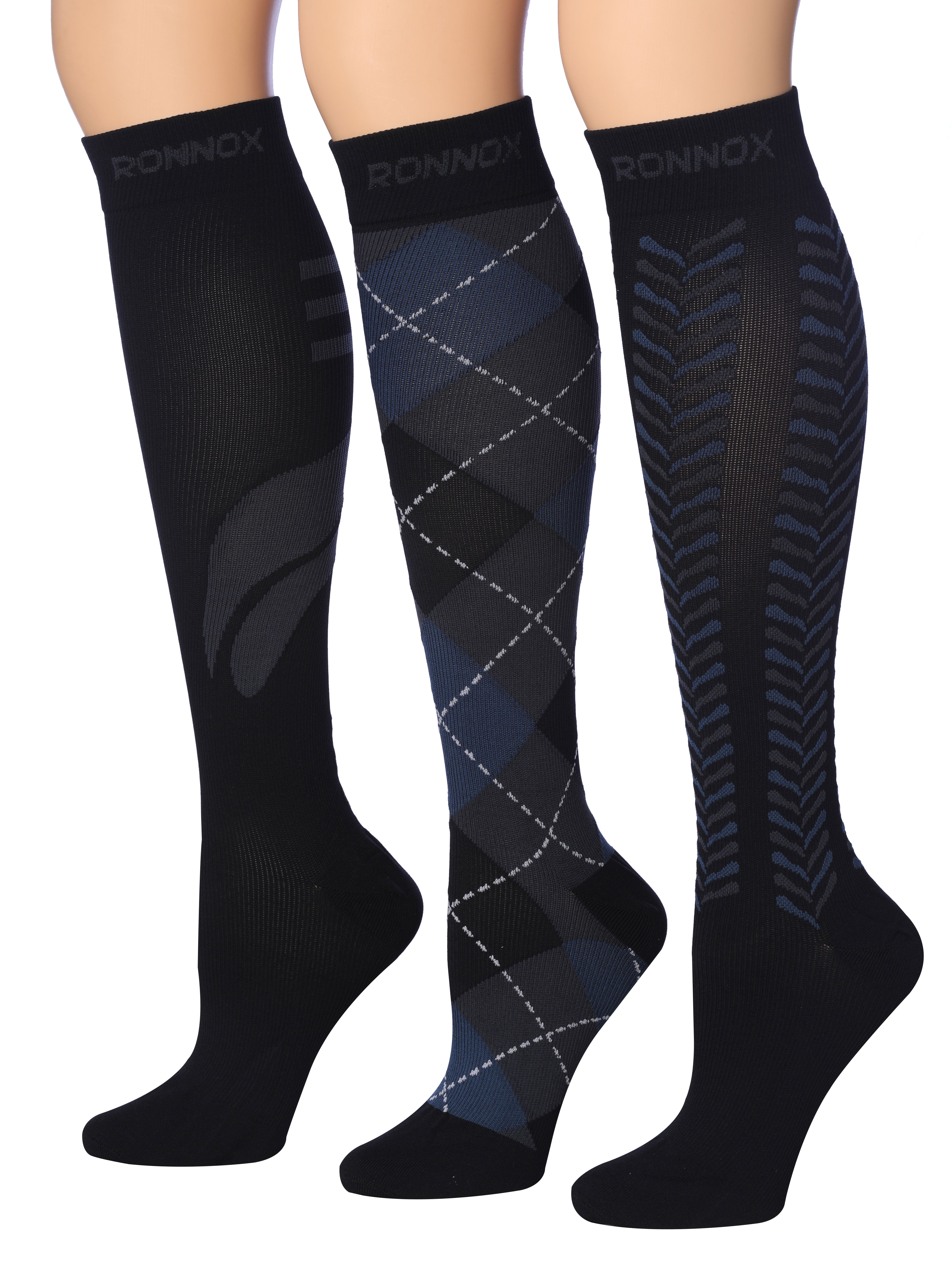 Ronnox Compression Socks for Men & Women Colorful Patterned Knee High ...