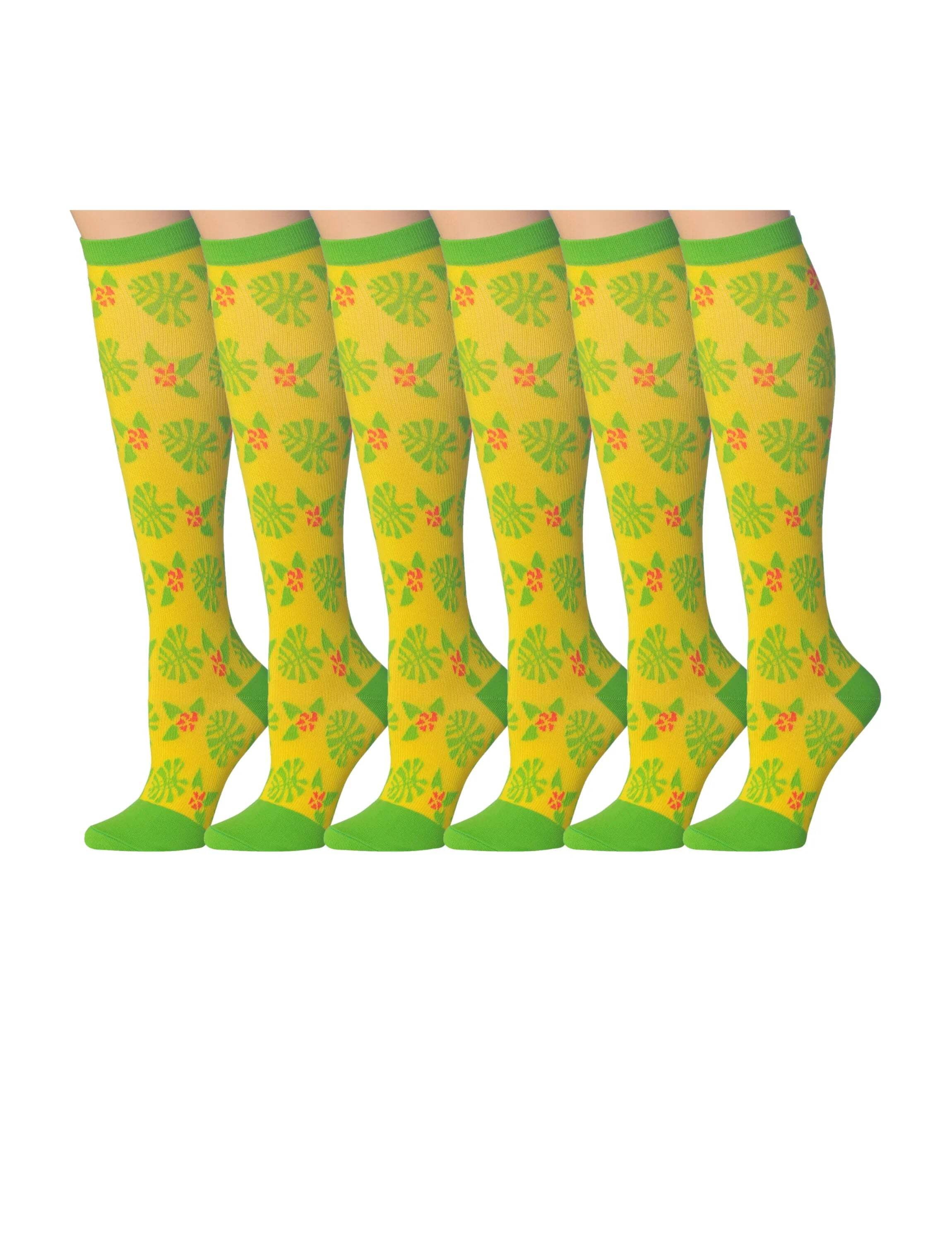Ronnox Women's 3 Or 6-Pairs Colorful Patterned Knee High Graduated ...