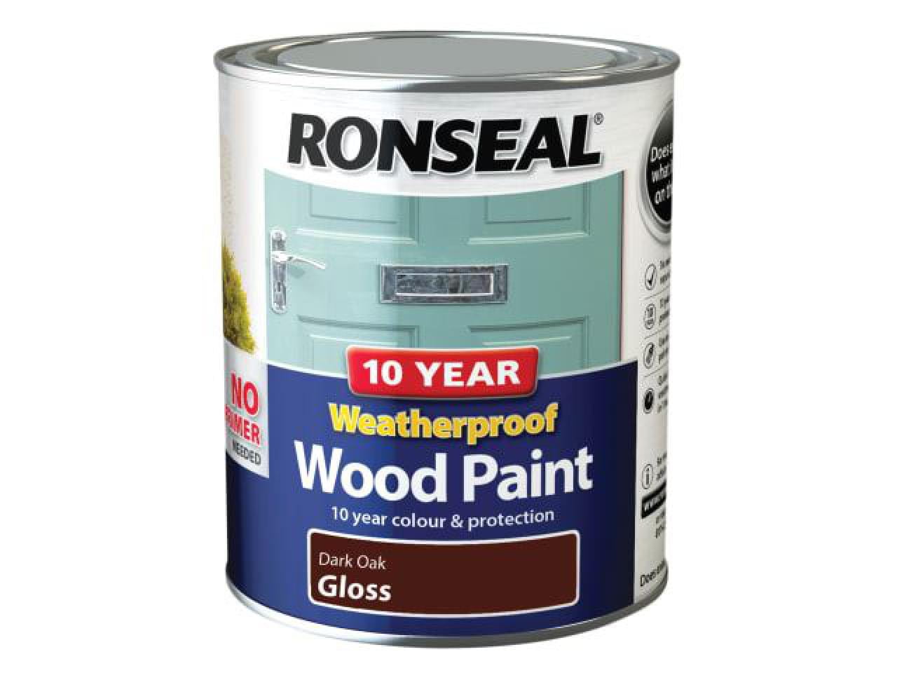 Ronseal - 10 Year Weatherproof Wood Paint Dark Oak Gloss 750ml ...