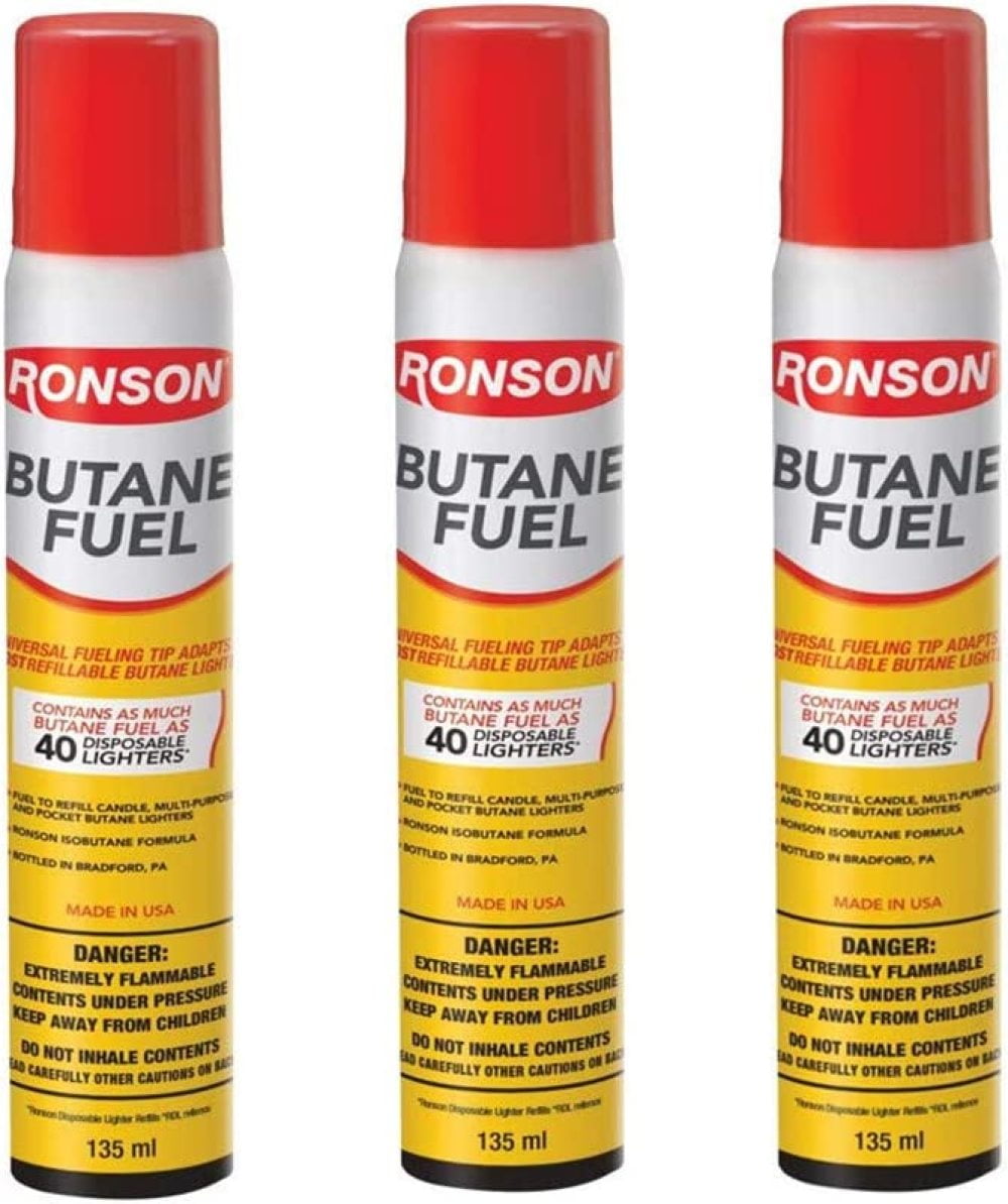 Ronson Butane Fuel Refill, 135 mL Triple Pack, Universal Tip for ...