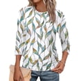 Ronuti Womens 3/4 Length Sleeve Tops Crewneck Ruched Summer Shirts 2026 ...
