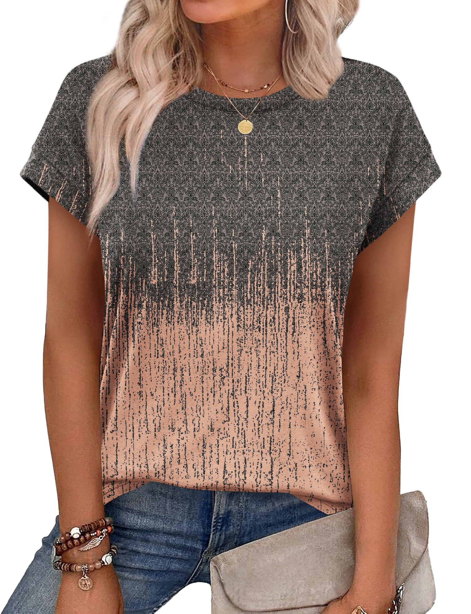 Ronuti Womens Summer Tops Short Sleeve T-Shirts Crew Neck Cute Trendy T ...
