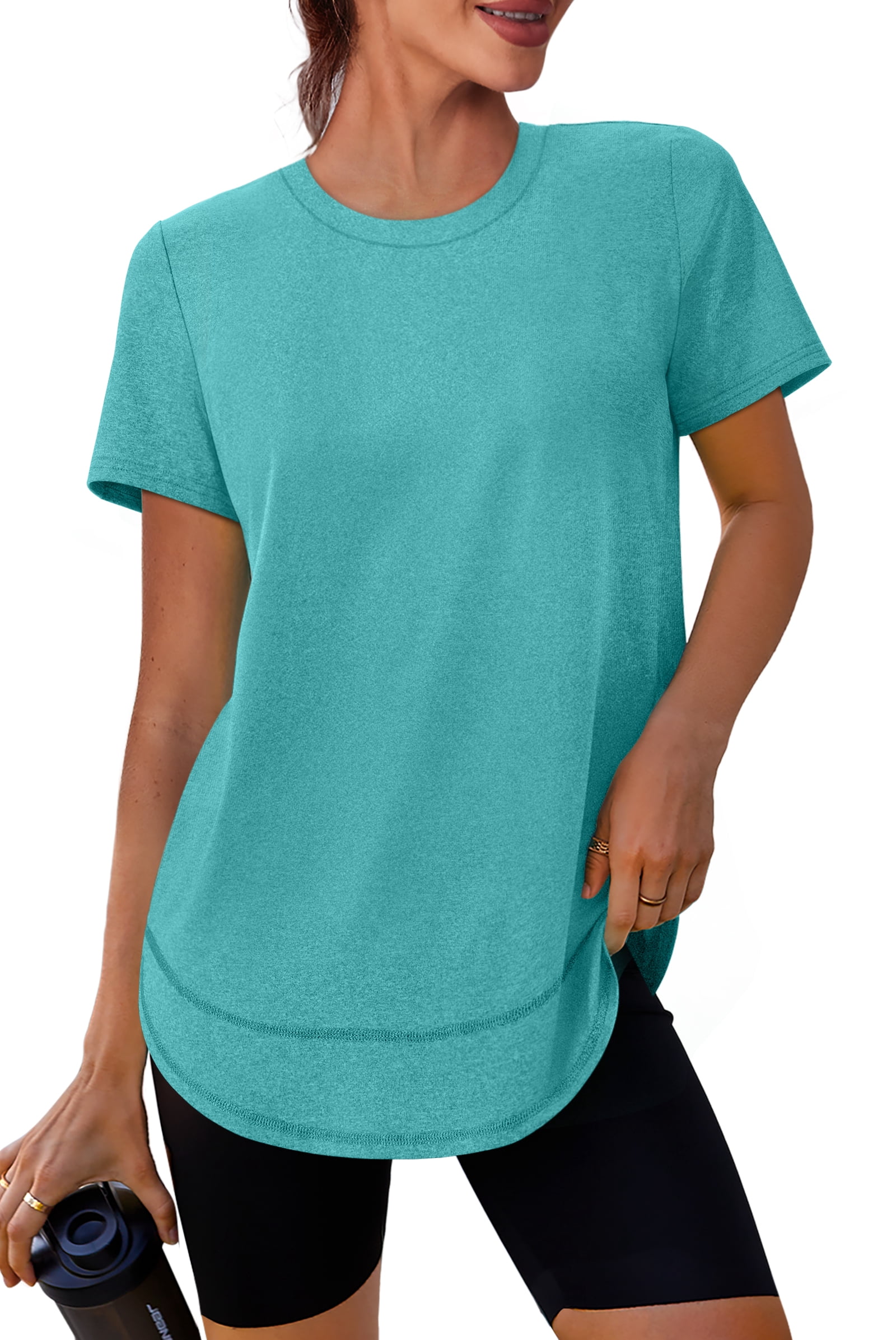 Ronuti, Womens Workout Tops, Quick Dry Sun Protection, Short Sleeve ...