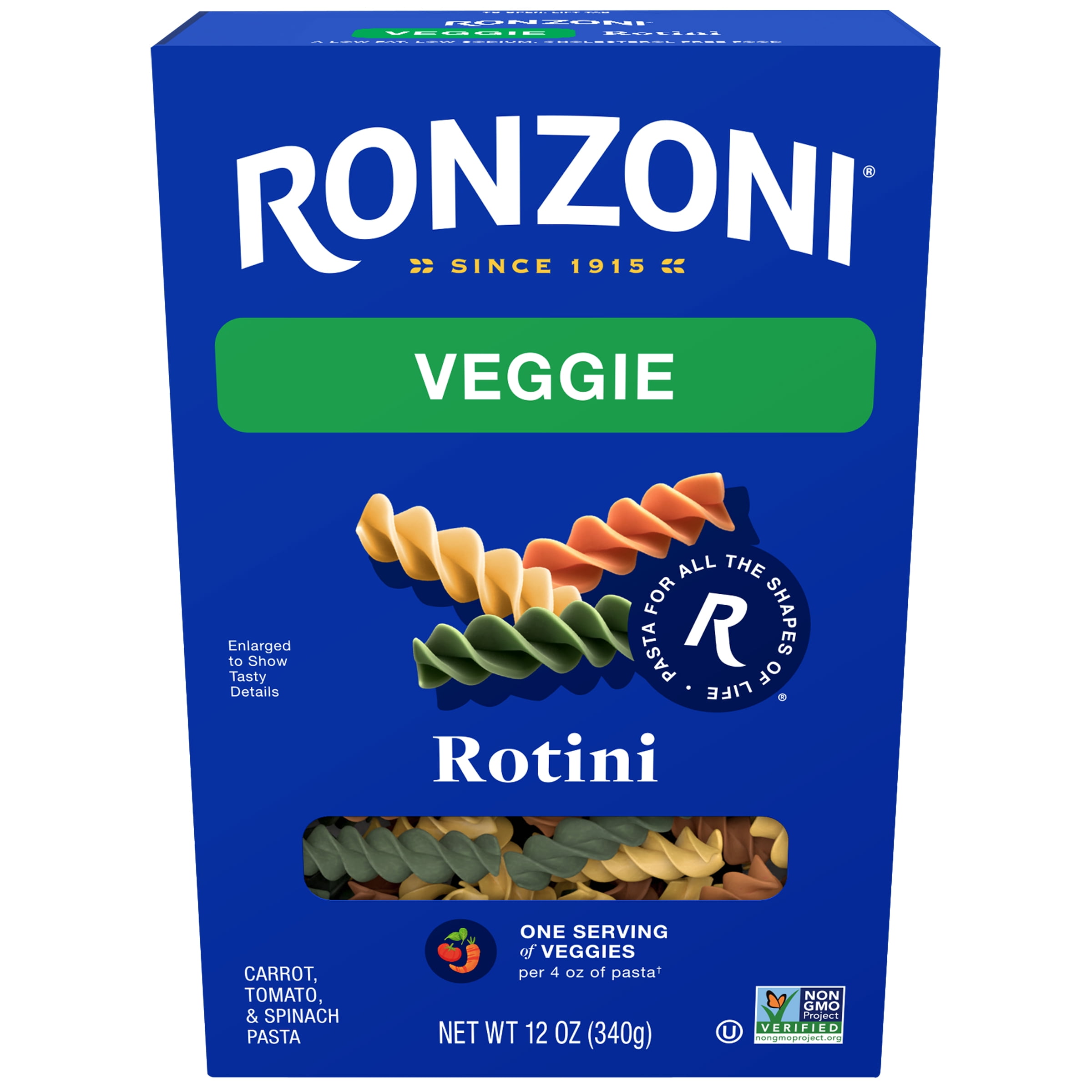 Ronzoni Garden Delight Rotini, 12 oz Box, Non-GMO Tricolor Pasta, Shelf ...