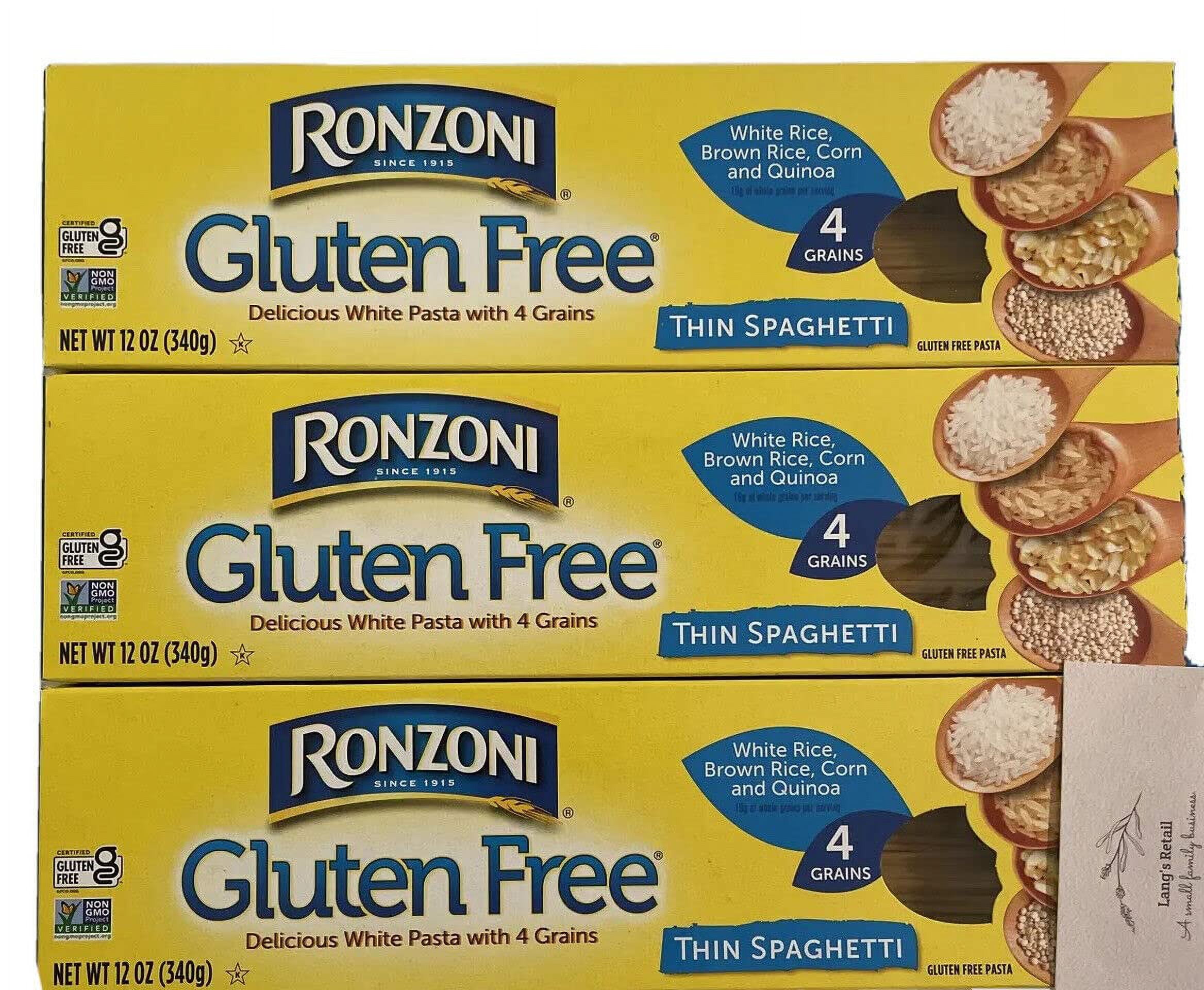 Ronzoni Gluten Thin Spaghetti, Pack of 3, Bundled with Langs Recipe ...