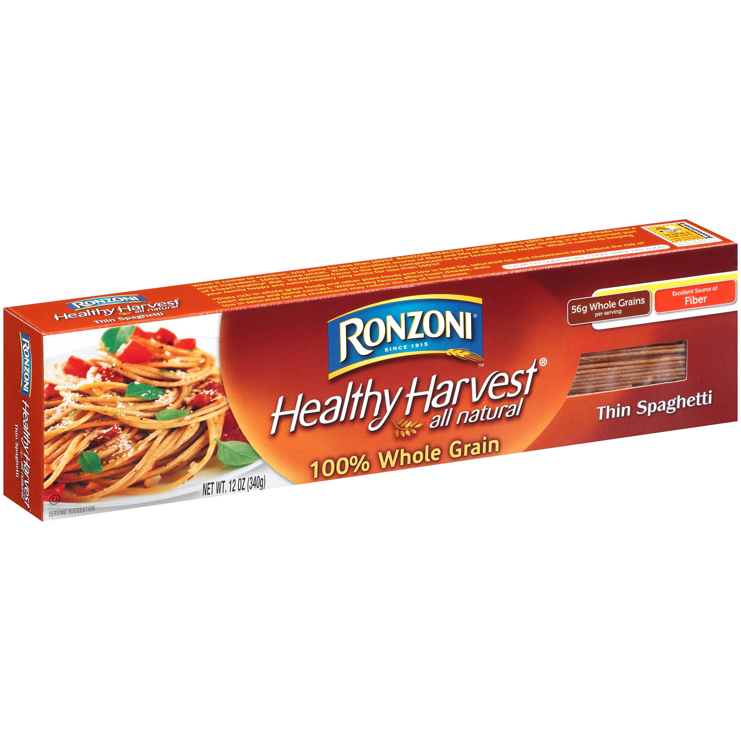 Ronzoni Healthy Harvest Pasta, Whole Wheat Thin Spaghetti, 12 oz ...