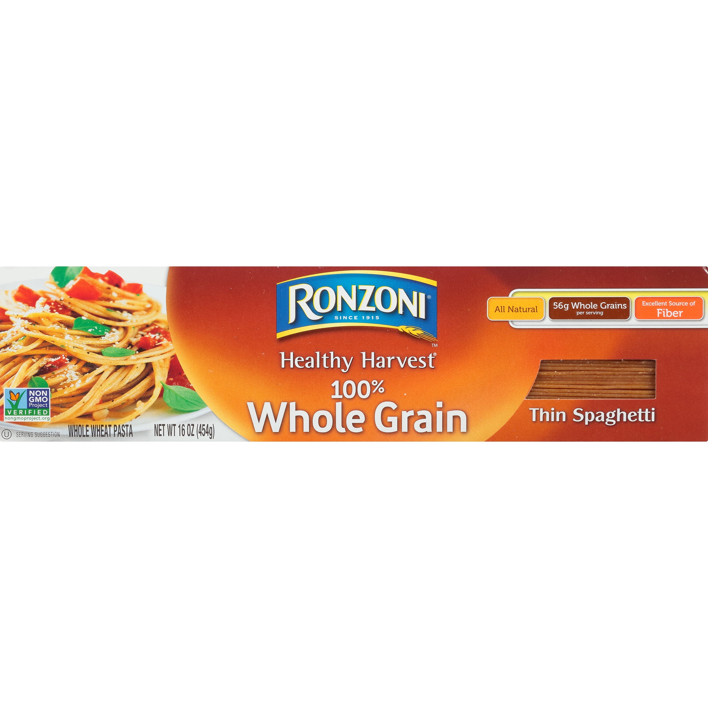 Ronzoni Healthy Harvest Whole Grain Thin Spaghetti Box, 16 oz, (Shelf ...