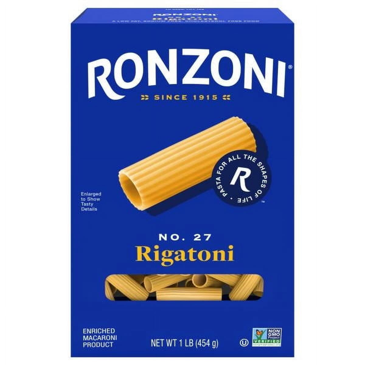 Ronzoni Rigatoni Pasta 16 oz Large Ribbed Tubes Non-GMO (Pack of 8 ...