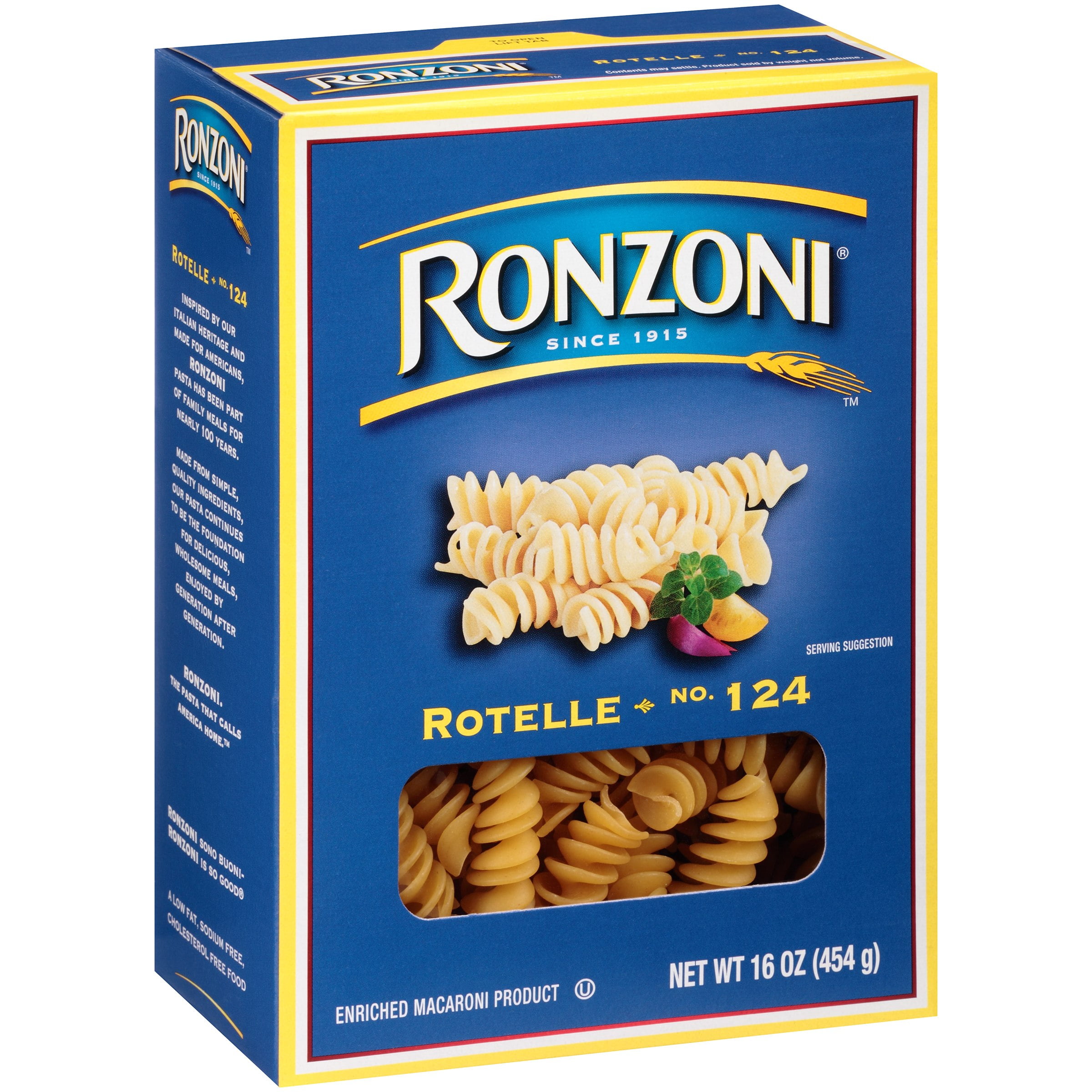 Ronzoni Rotelle No.124, Enriched Macaroni, Non-GMO, US Made, 16 Oz ...