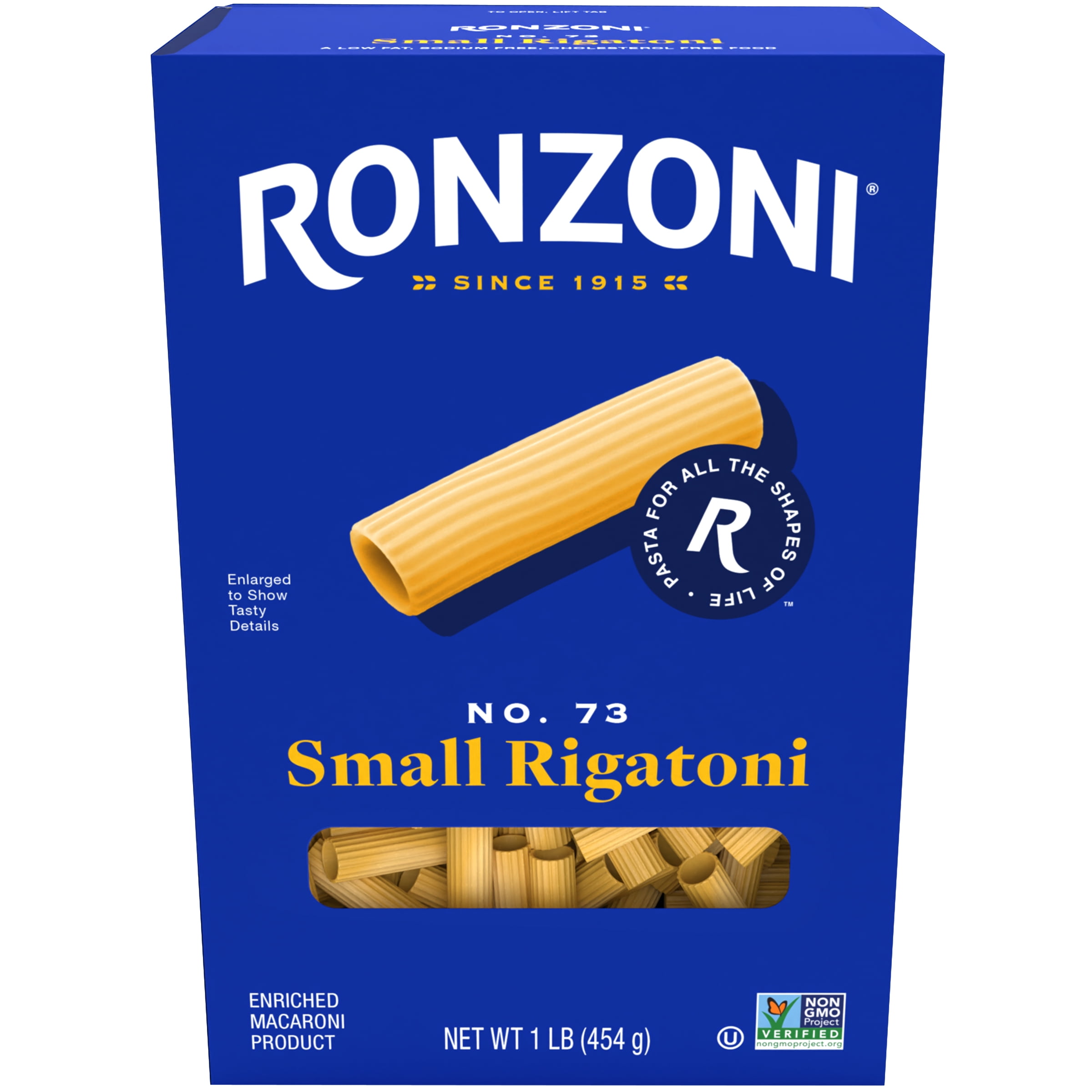 Ronzoni Small Rigatoni, 16 oz, Ribbed Tubular Pasta, Non-GMO, (Shelf ...