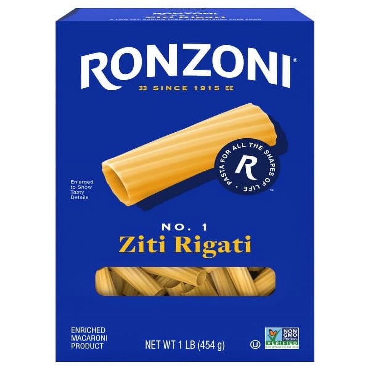 Ronzoni Ziti Rigati 16 oz Ridged Tubed Pasta Non GMO (Pack of 4 ...