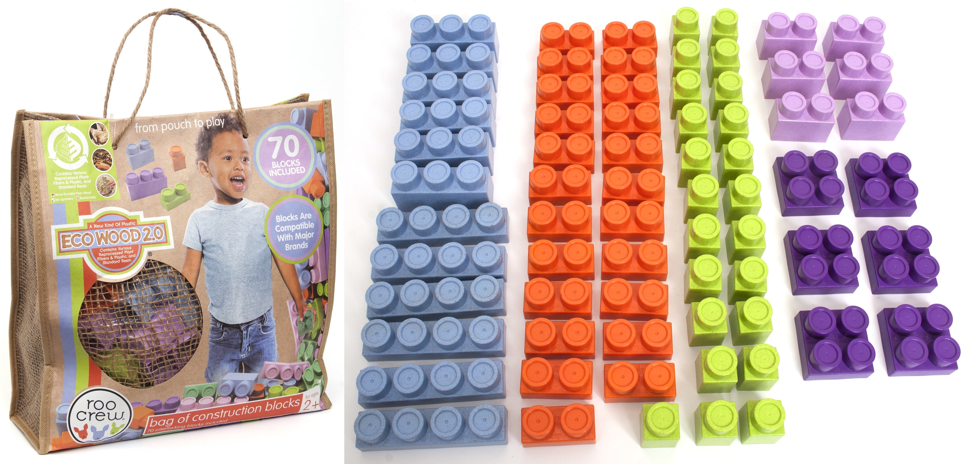 Roo Crew Bag of Construction Blocks 58057 Building Set (70 Pieces ...