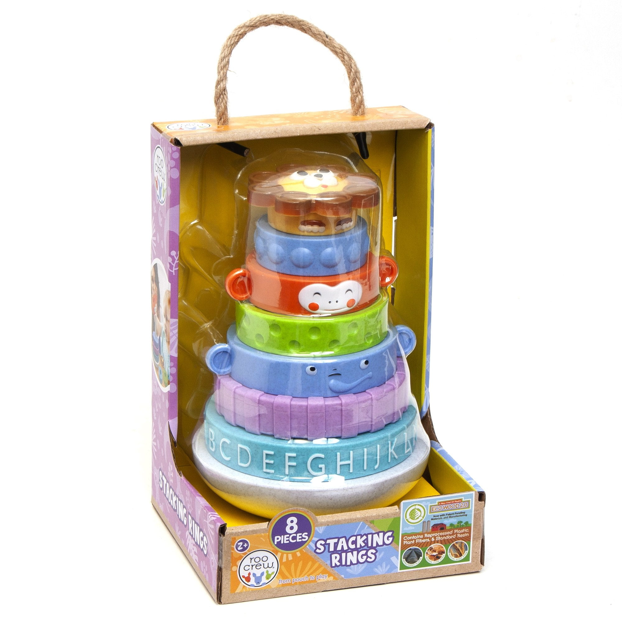 Roo Crew: Stacking Rings - 8 Pieces, Baby & Toddler Sensory Toy, Animal ...