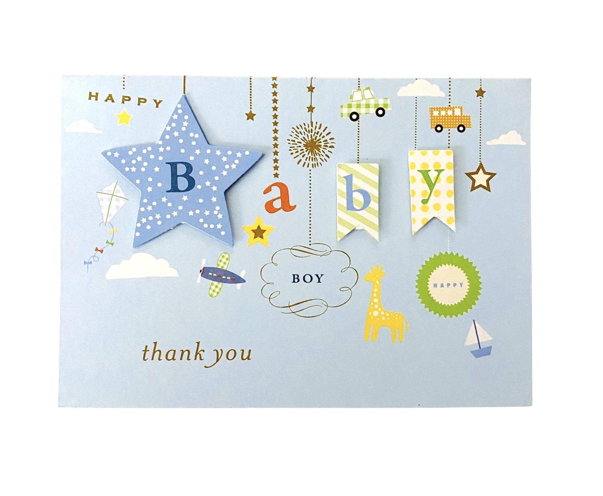 Roobee Baby Boy Thank You Cards With Pop-Out Letters, 10 count ...
