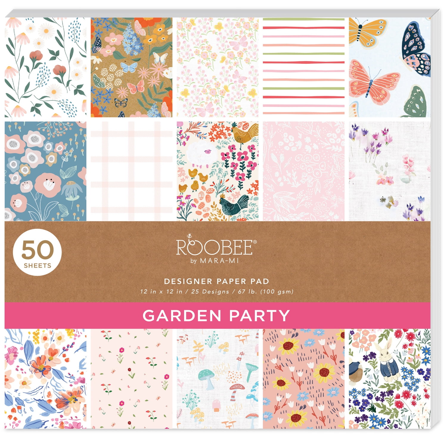 Roobee by Mara Mi Garden Flower Multicolor Scrapbook Paper Pad, 50 Sheets, 25 Designs - Walmart.com