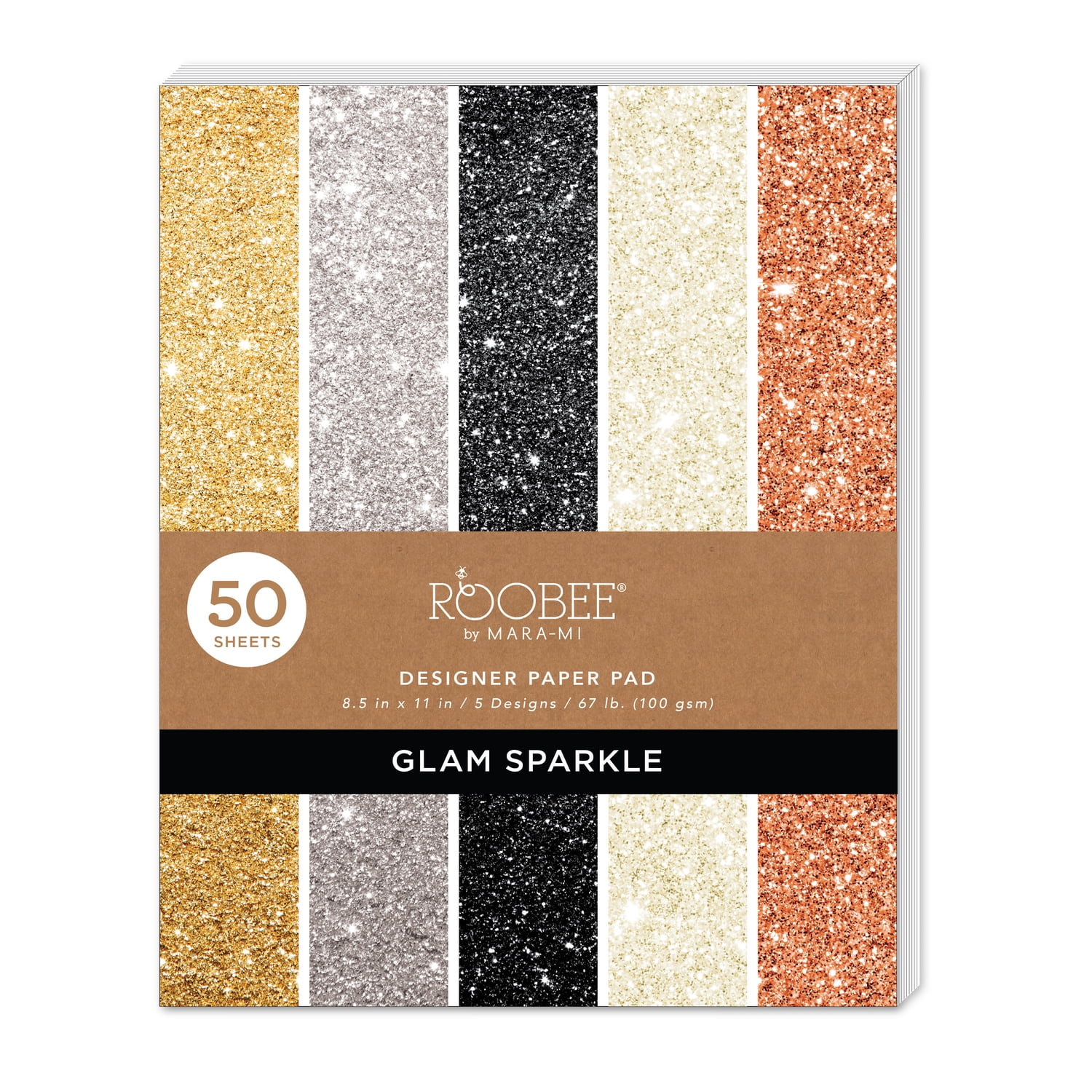 Roobee by Mara Mi Glam Multicolor Glitter Paper Pad, 50 Sheets, 5 ...