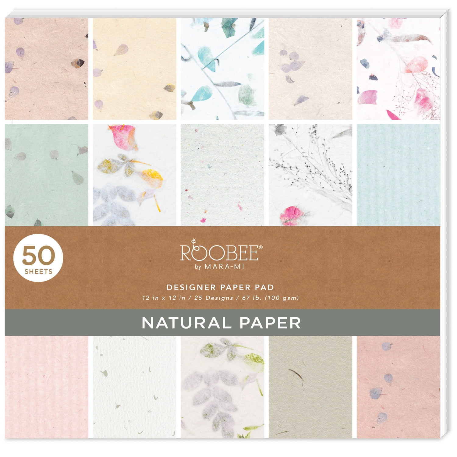 Roobee by Mara Mi Natural Paper Pad 12" x 12" - 24 lb/ 110 GSM, 50 sheets - Walmart.com