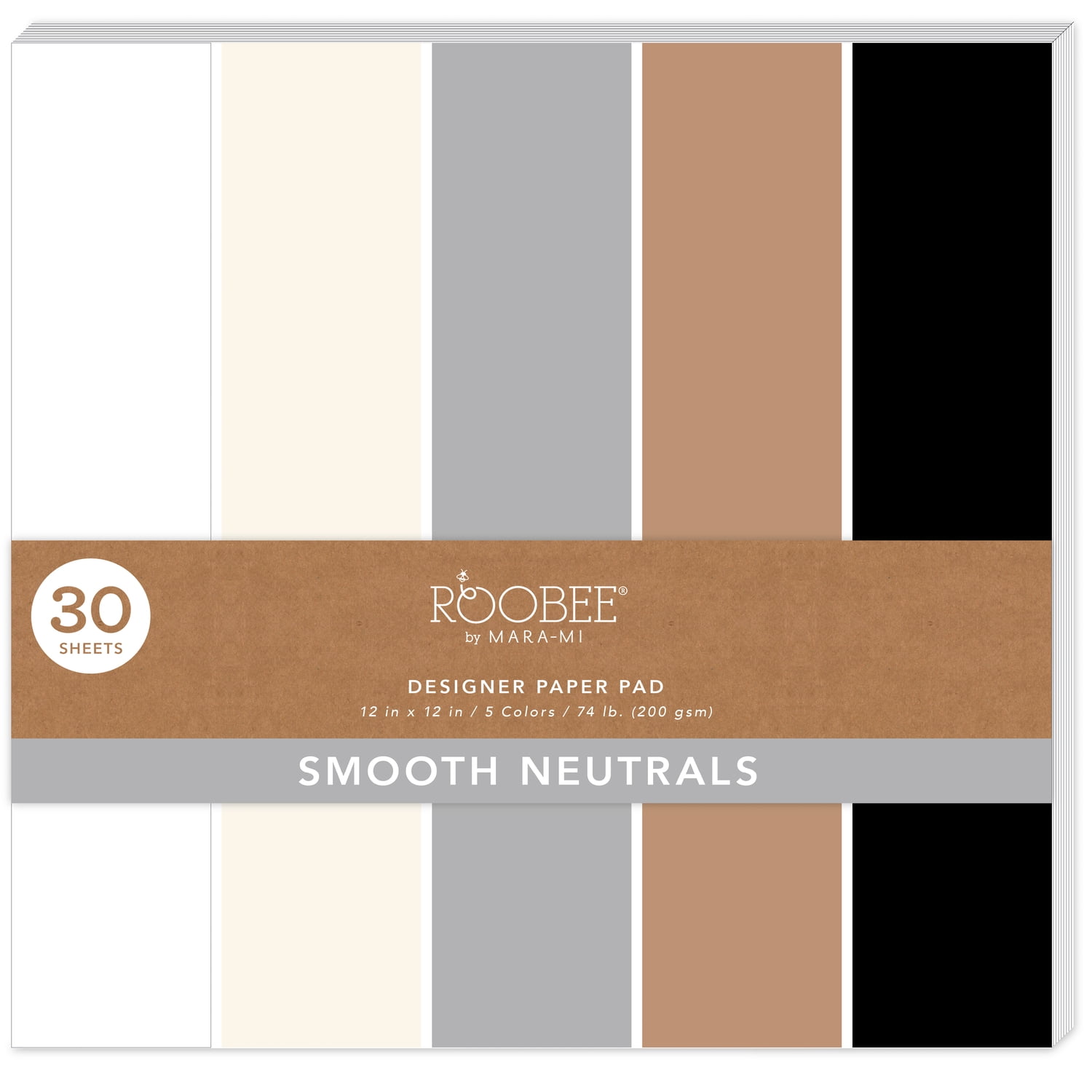 Roobee by Mara-Mi Neutral Multicolor Cardstock, 12" x 12," 210GSM, 30 ...