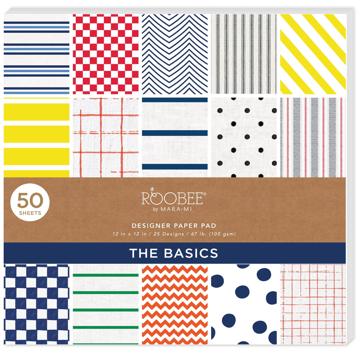 Roobee by Mara Mi Stripes and Dots Scrapbook Paper- 12" x 12" - 24 lb/ 110 GSM, 50 sheets ...