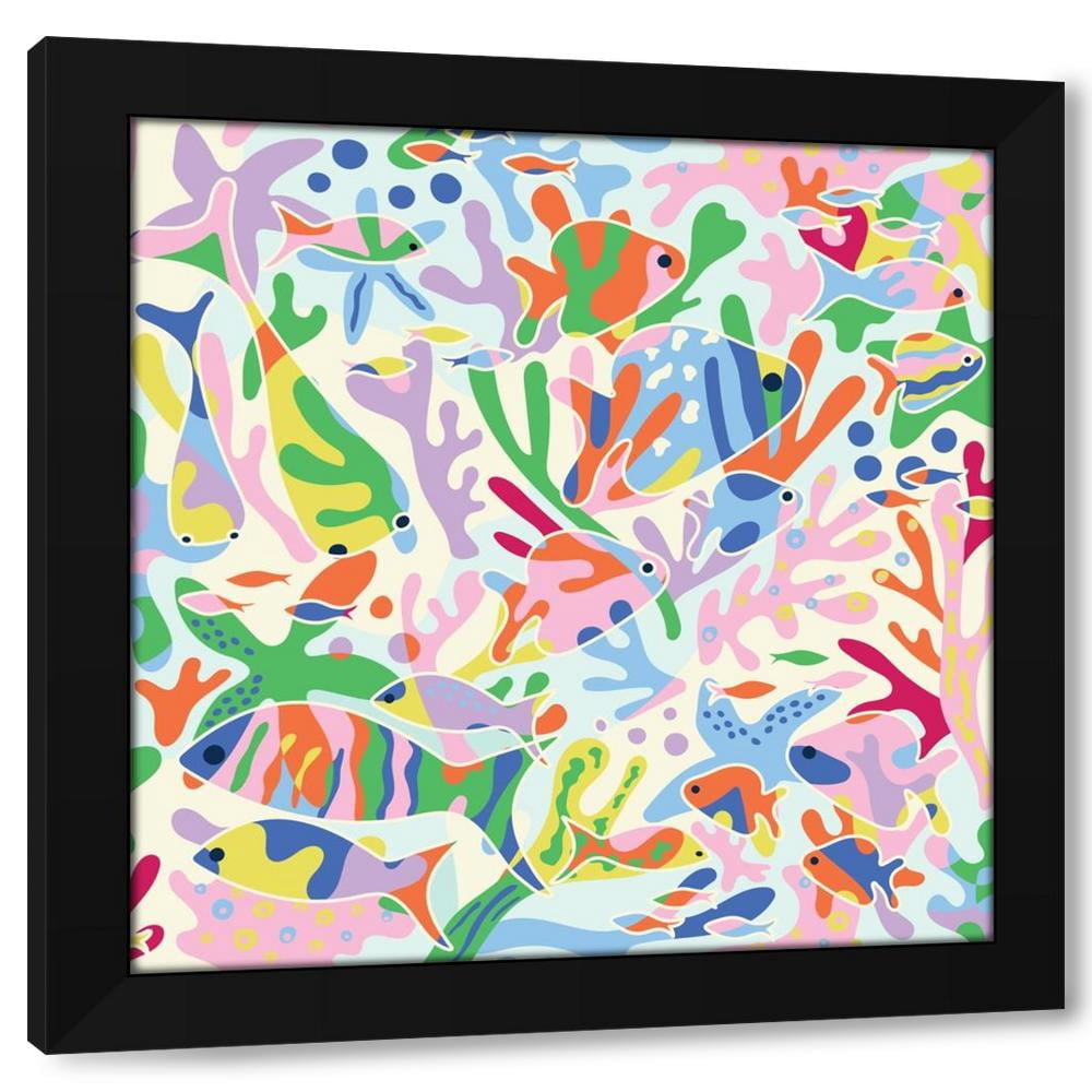 Roochita Chachra 20x20 Black Modern Wood Framed Wall Art Titled - Coral ...