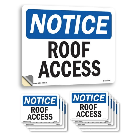 Roof Access OSHA Notice Vinyl Decal Label 18 Inch x 12 Inch - 10 Pack ...