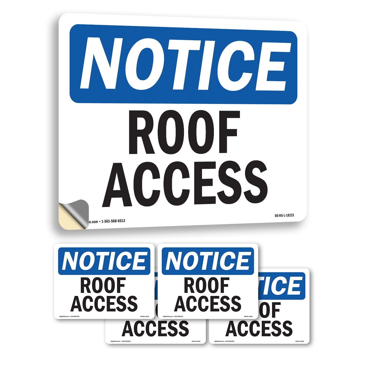 Roof Access OSHA Notice Vinyl Decal Label 18 Inch x 12 Inch - 5 Pack ...