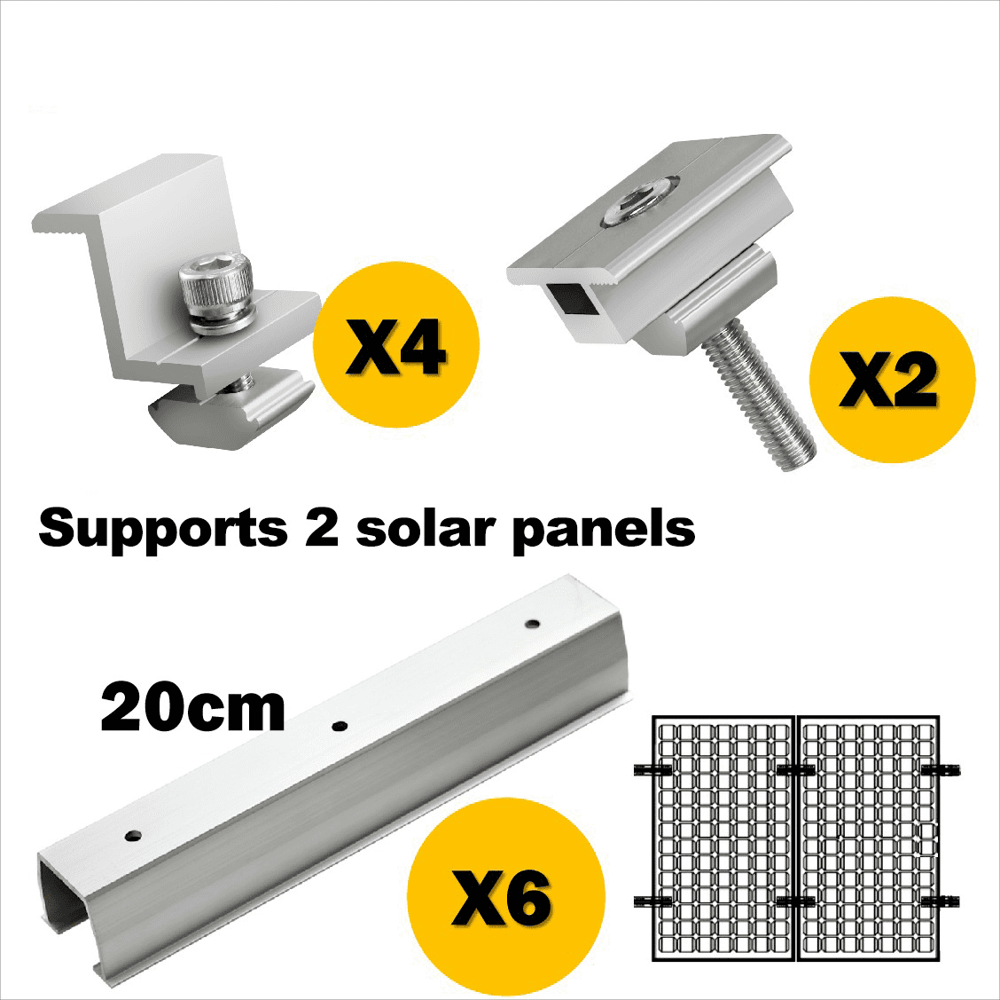 Roof Adjustable Solar Panel Mounting Brackets Kit System for 2PCS Solar ...