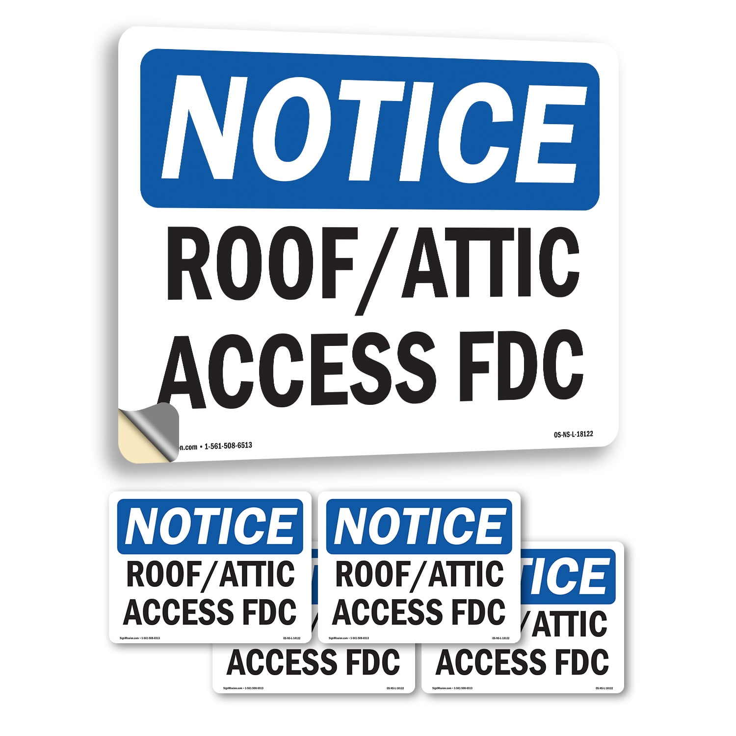 Roof Attic Access FDC OSHA Notice Vinyl Decal Label 10 Inch x 7 Inch ...
