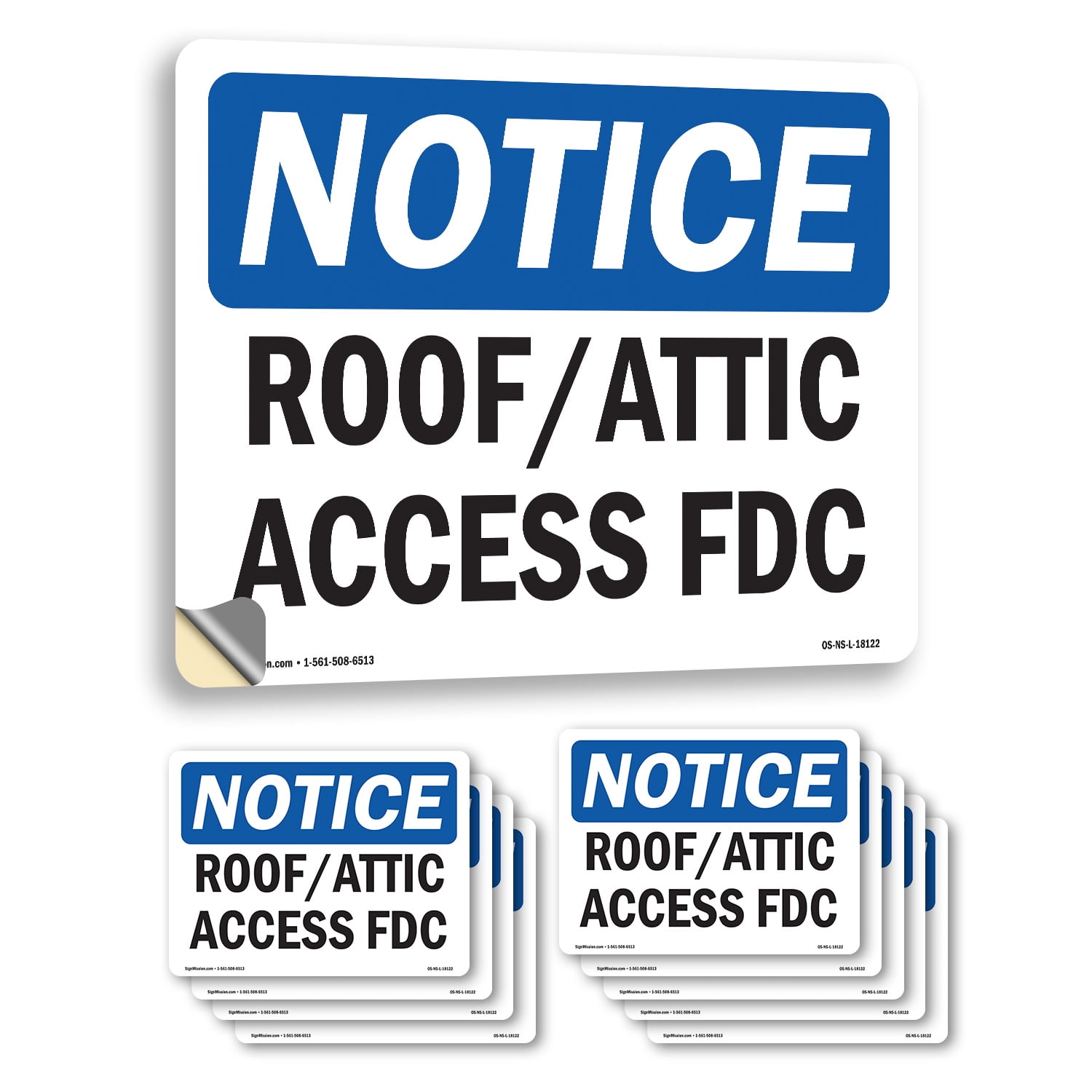 Roof Attic Access FDC OSHA Notice Vinyl Decal Label 24 Inch x 18 Inch ...